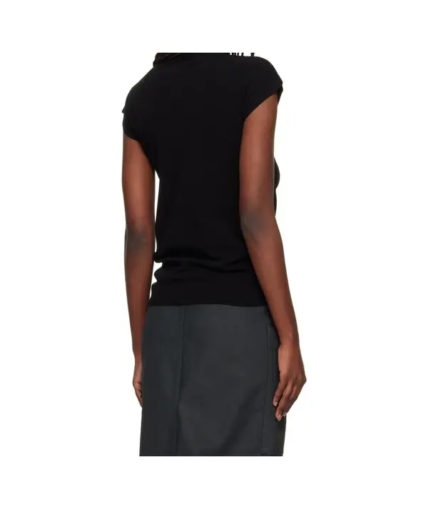 Issey Miyake High-neck Cap Sleeve Knit Sweater