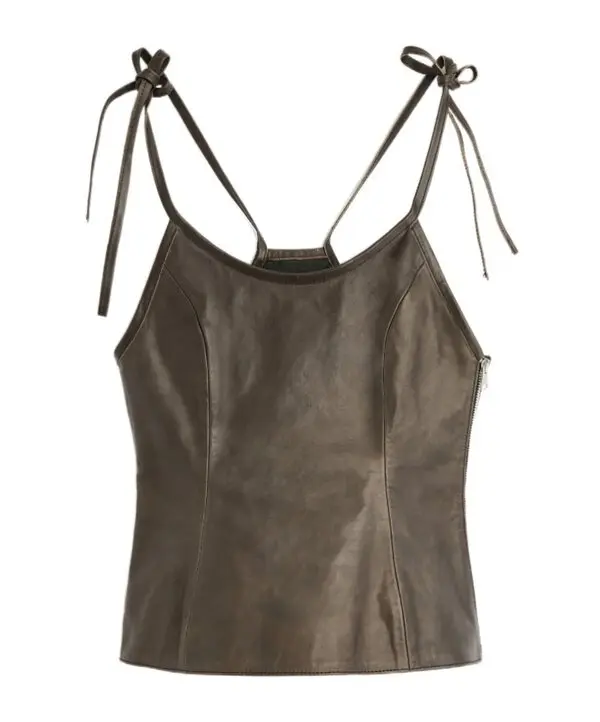 Our Legacy Tie-strap Leather Corset Top - Brown