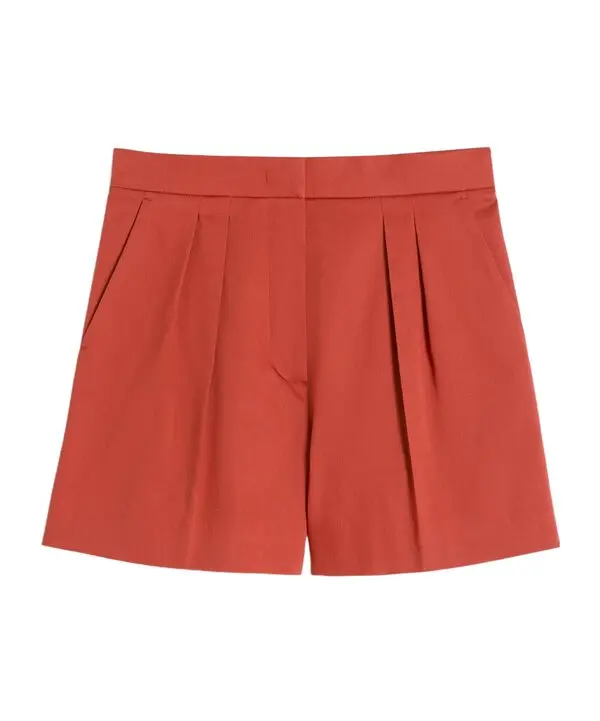 Max Mara Tabacco Pleated Shorts - Red