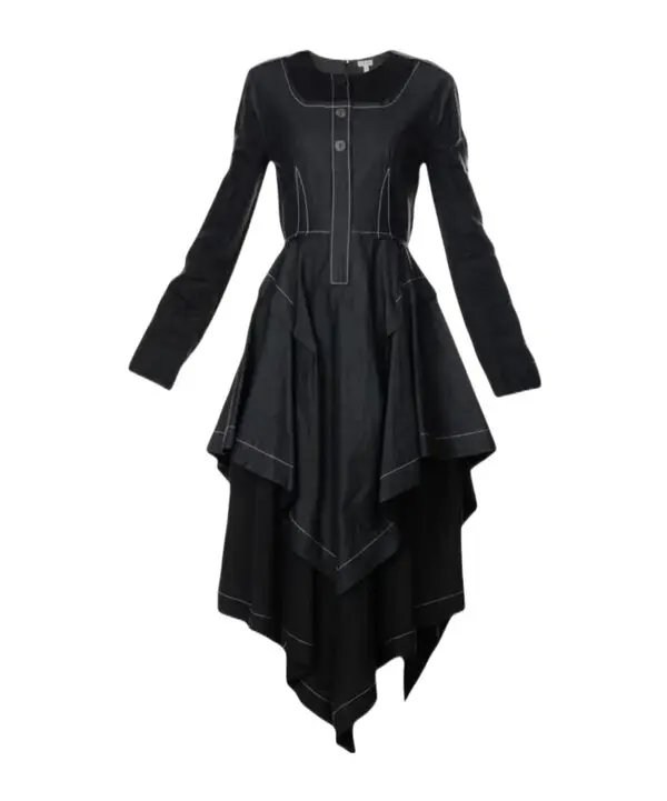 Loewe Long Sleeve Asymmetrical Dress - Black