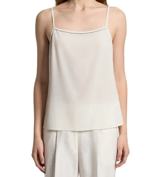 Peserico Sleeveless Spaghetti Strap Square Neck Tank Top - Natural White