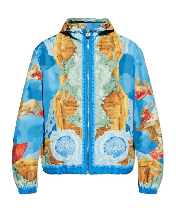 Versace Pattern-printed Hooded Jacket - Blue