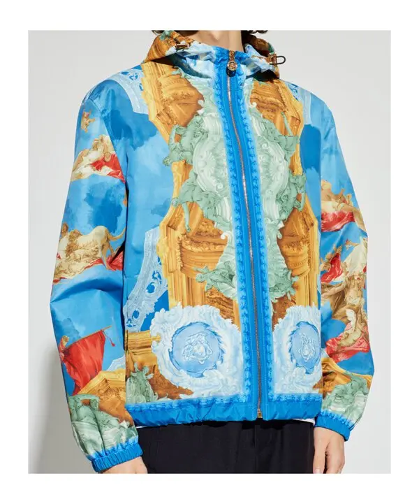 Versace Pattern-printed Hooded Jacket - Blue
