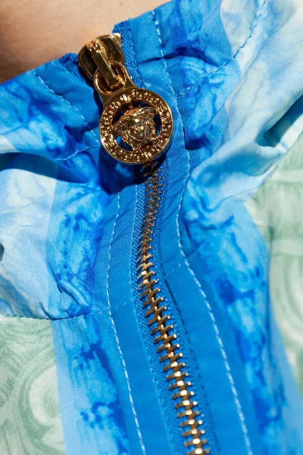 Versace Pattern-printed Hooded Jacket - Blue