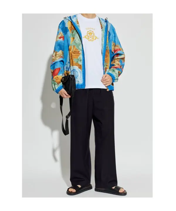 Versace Pattern-printed Hooded Jacket - Blue