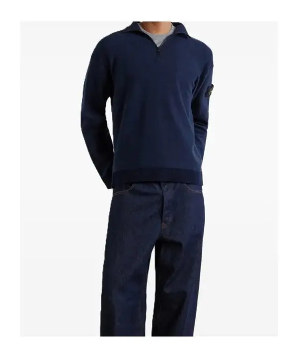 Stone Island Logo-appliquéd Zip-up Sweater