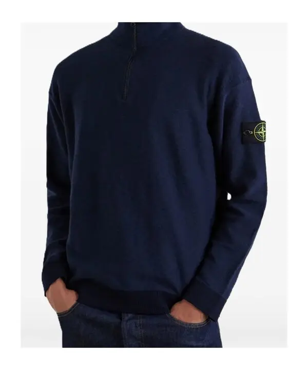 Stone Island Logo-appliquéd Zip-up Sweater