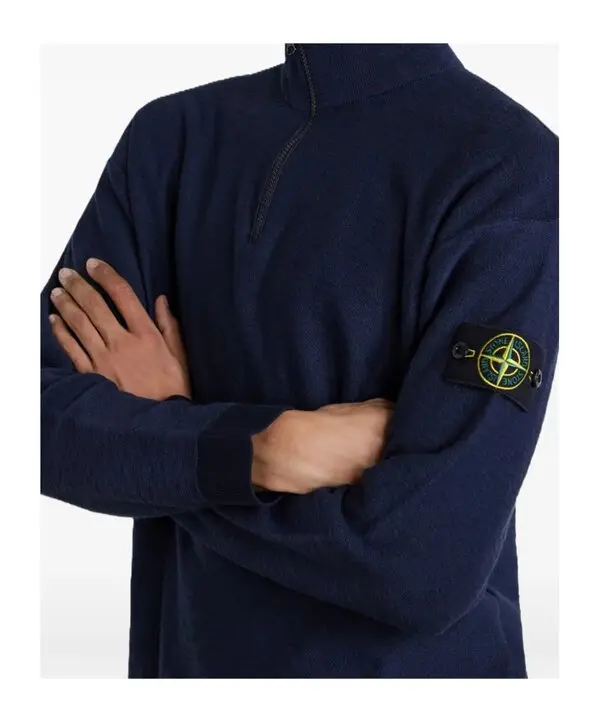 Stone Island Logo-appliquéd Zip-up Sweater