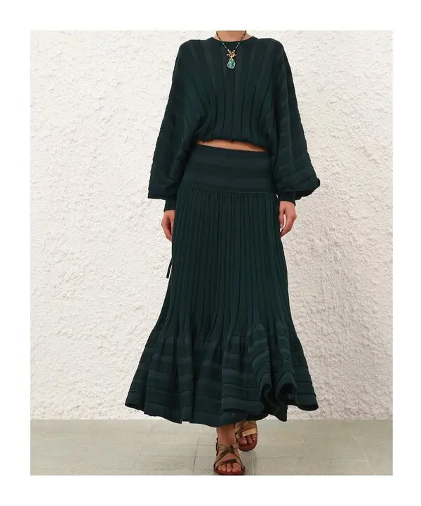 Zimmermann Ribbed Midi Skirt