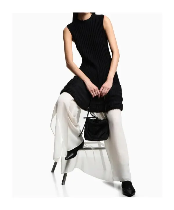Emporio Armani Ribbed Pleated Dress