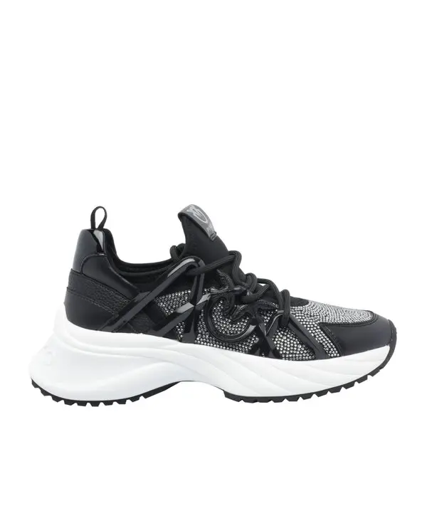 Pinko Crystal Embellished Lace-up Sneakers - Black