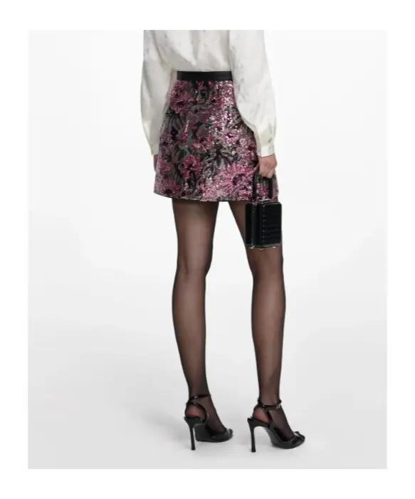 SELF-PORTRAIT Sequined Floral Mini Skirt