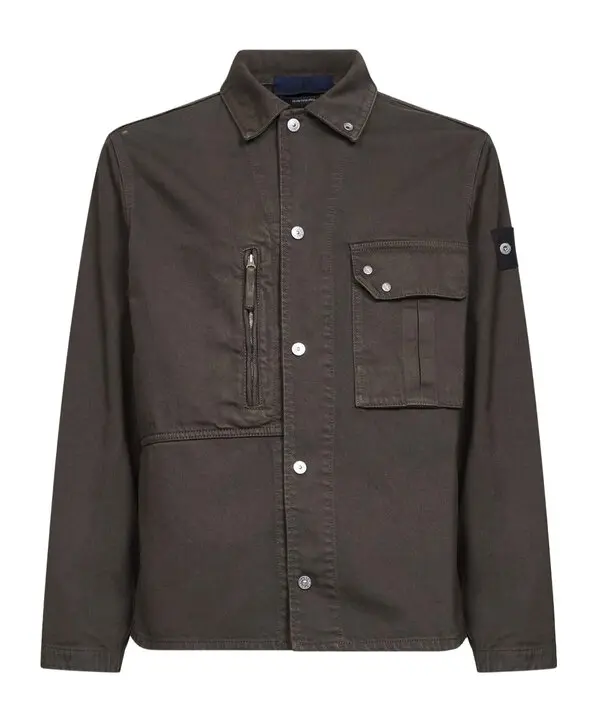 Stone Island Compass Patch Denim Shirt Jacket - Black