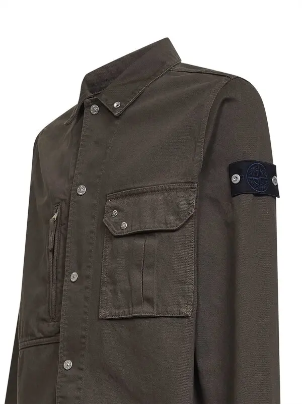 Stone Island Compass Patch Denim Shirt Jacket - Black