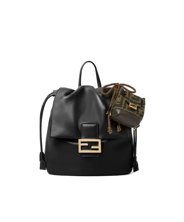 Fendi Nano Backpack Charm In Jacquard Ff Motif - Brown