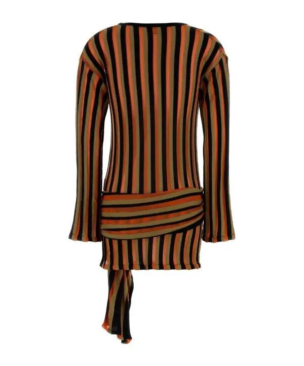 Blumarine Striped Tie-waist Knitted Mini Dress