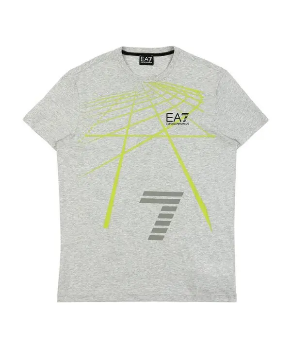 EA7 Logo Printed Round Collar T-shirt - Grey
