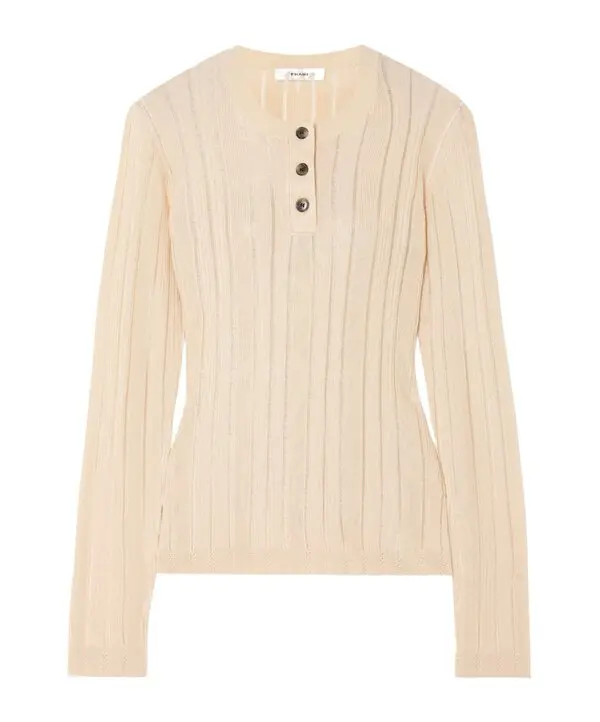 FRAME Crew Neck Long Sleeve Sweater - Nude