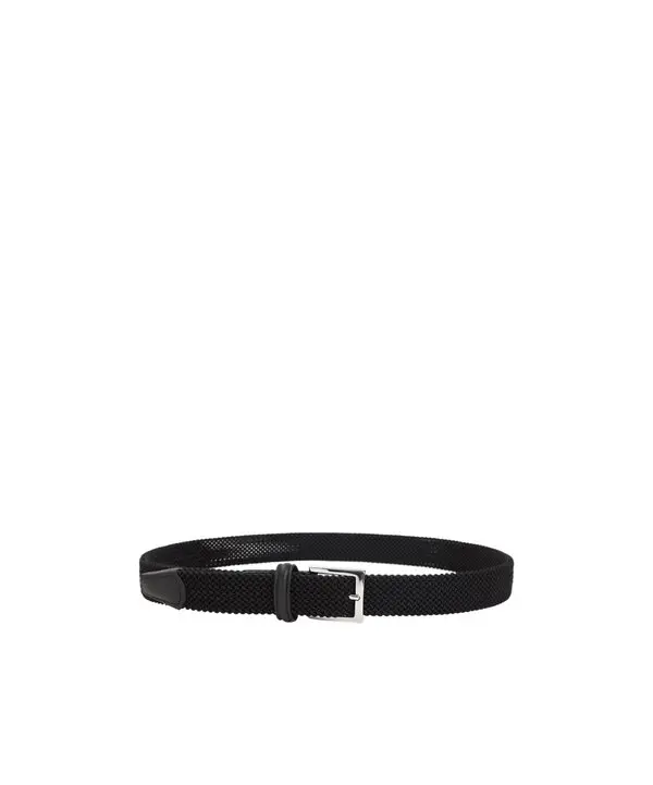 Kiton Elastic Leather Belt - Black