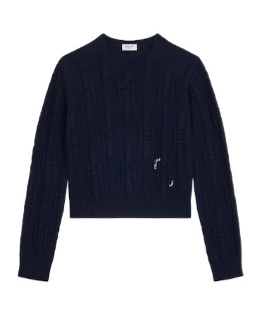 Celine Cashmere Crewneck Sweater - Navy Blue