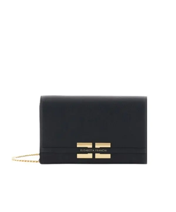 Elisabetta Franchi Chain Strap Logo Clutch Bag