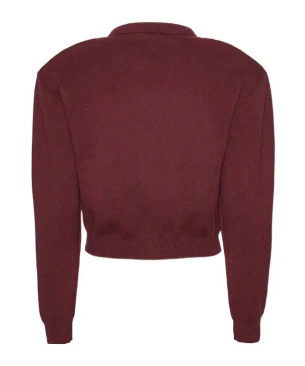 ROTATE BY BIRGER CHRISTENSEN Knit Cardigan With Metallic Logo Detail - Red