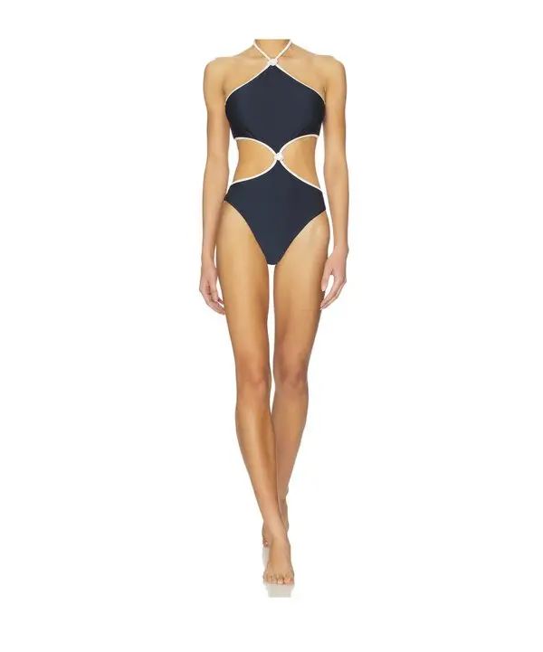 Cult Gaia Halterneck Cut-out One-piece Swimsuit - Nude