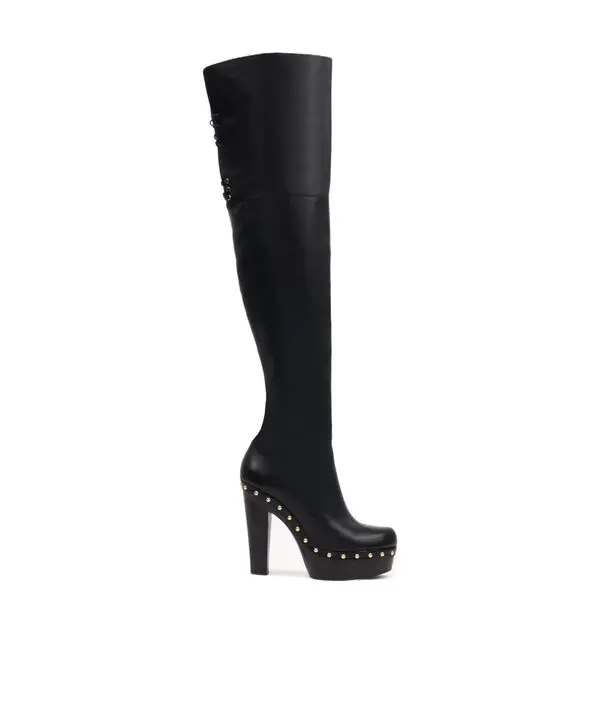 Chloé Lola Over-the-knee Boots With Wooden Platform - Black