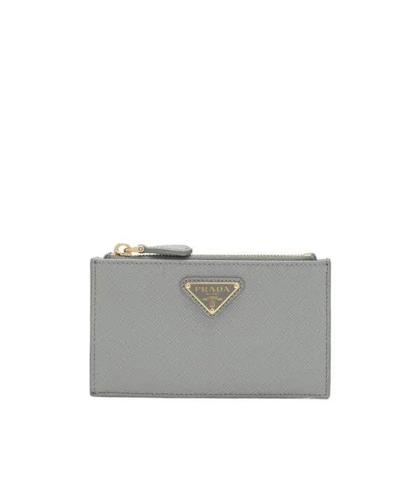 Prada Saffiano Zipped Cardholder - Gray