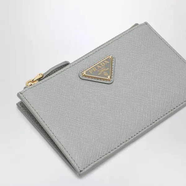 Prada Saffiano Zipped Cardholder - Gray