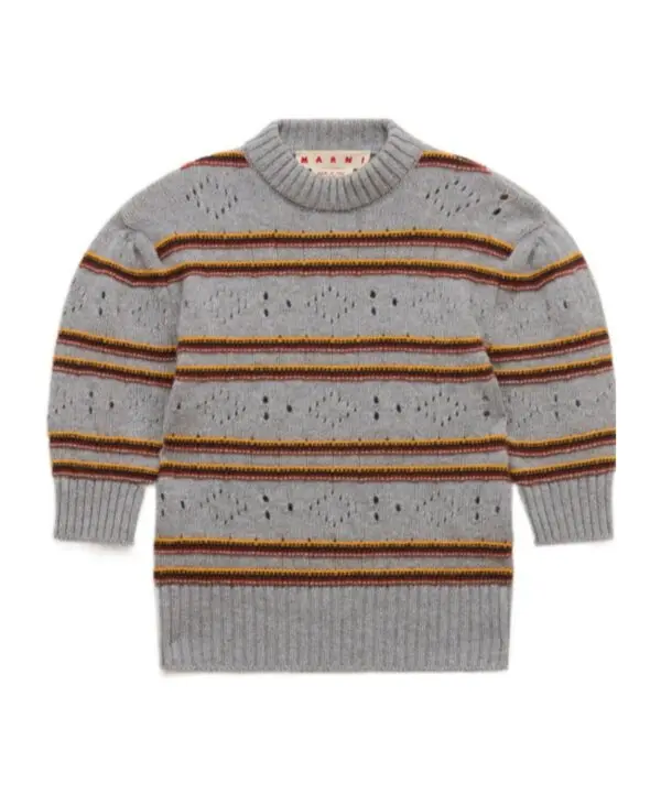 Marni Striped Openwork Knit Jumper - Gray