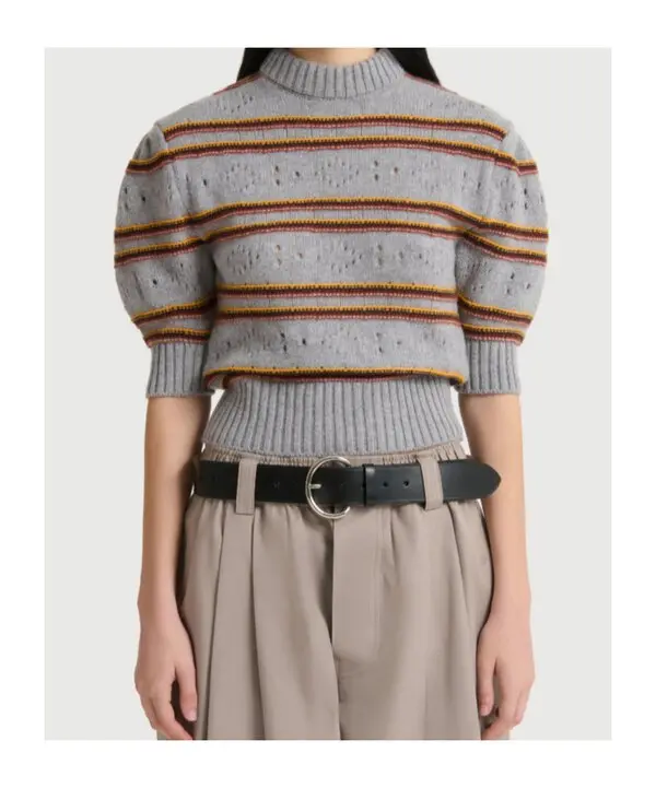 Marni Striped Openwork Knit Jumper - Gray