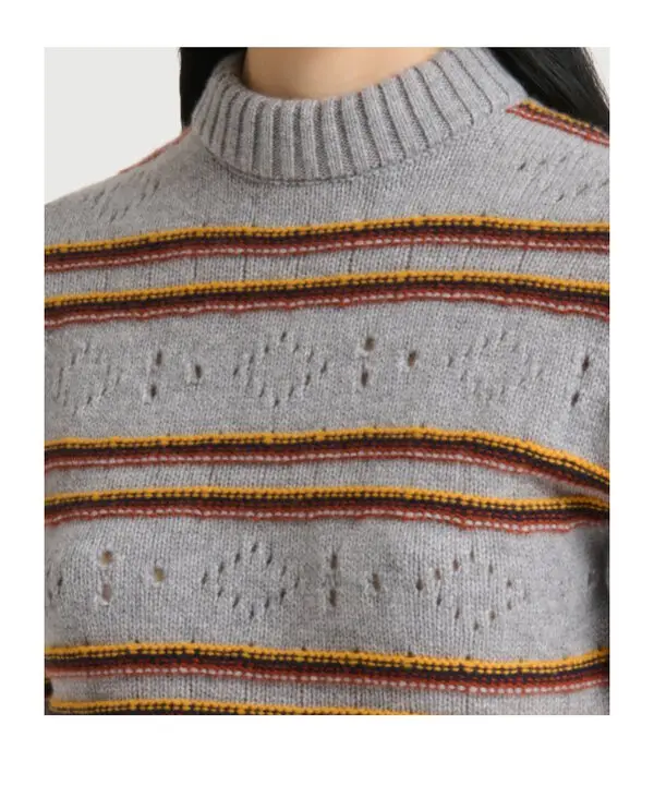 Marni Striped Openwork Knit Jumper - Gray