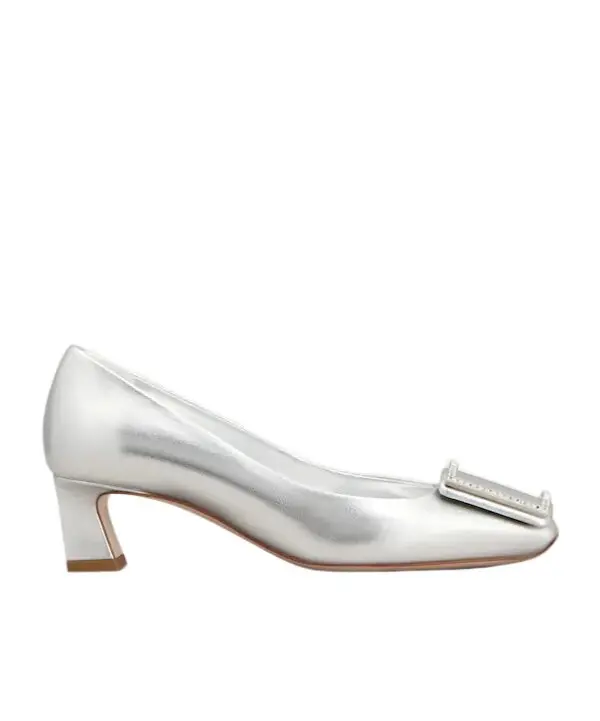 ROGER VIVIER Trompette Pumps In Leather - Silver
