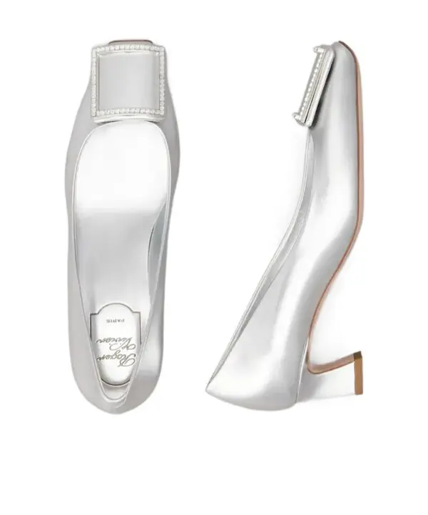 ROGER VIVIER Trompette Pumps In Leather - Silver