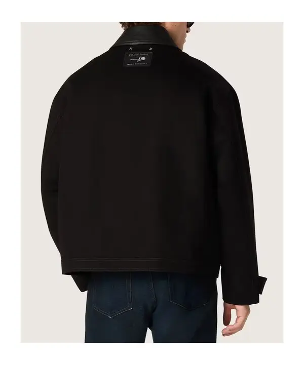 GOLDEN GOOSE Long Sleeve Bomber Jacket With Leather Collar - Black