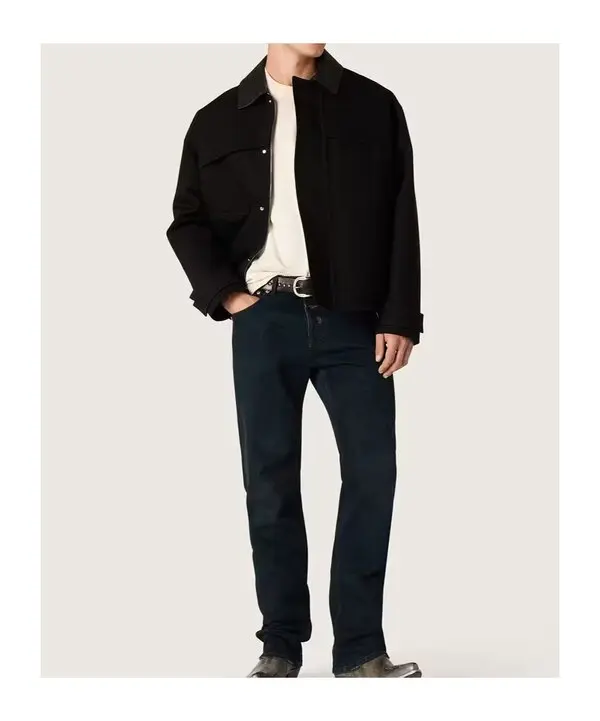 GOLDEN GOOSE Long Sleeve Bomber Jacket With Leather Collar - Black