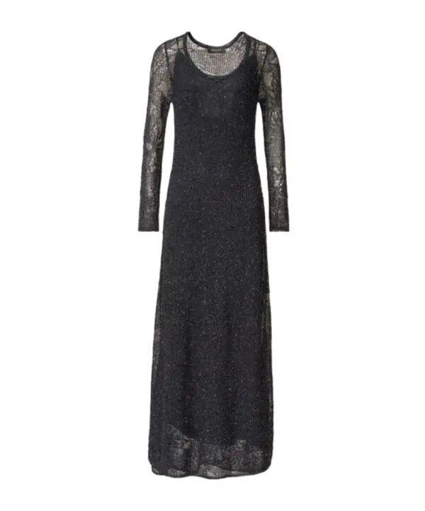 Fabiana Filippi Lurex Crochet Knit Maxi Dress - Midnight Blue