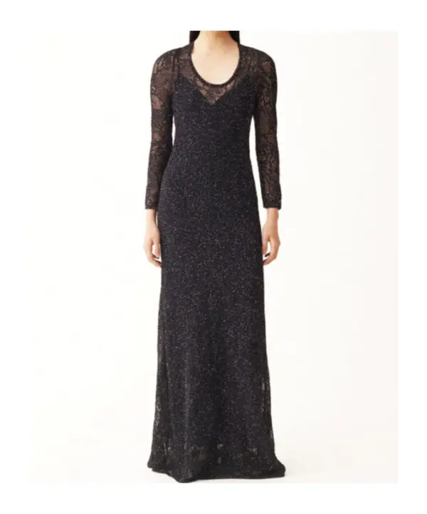 Fabiana Filippi Lurex Crochet Knit Maxi Dress - Midnight Blue