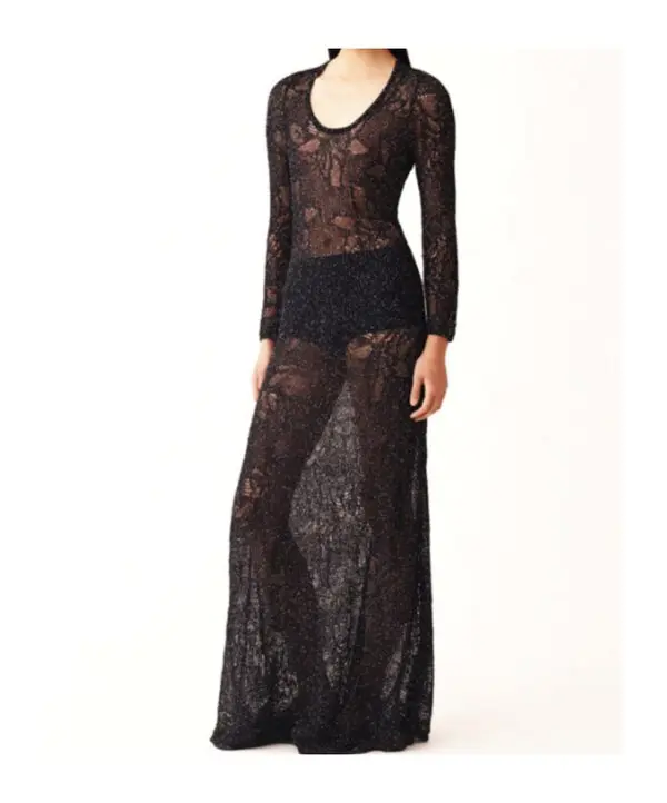 Fabiana Filippi Lurex Crochet Knit Maxi Dress - Midnight Blue