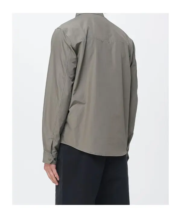 Woolrich Long-sleeved Curved Hem Overshirt - Gray