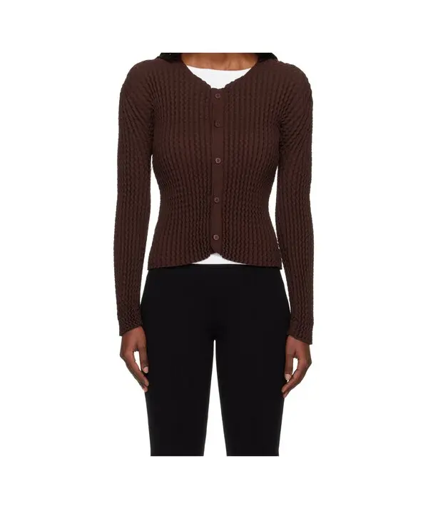 Issey Miyake Long-sleeved Button-down Knitwear - Black