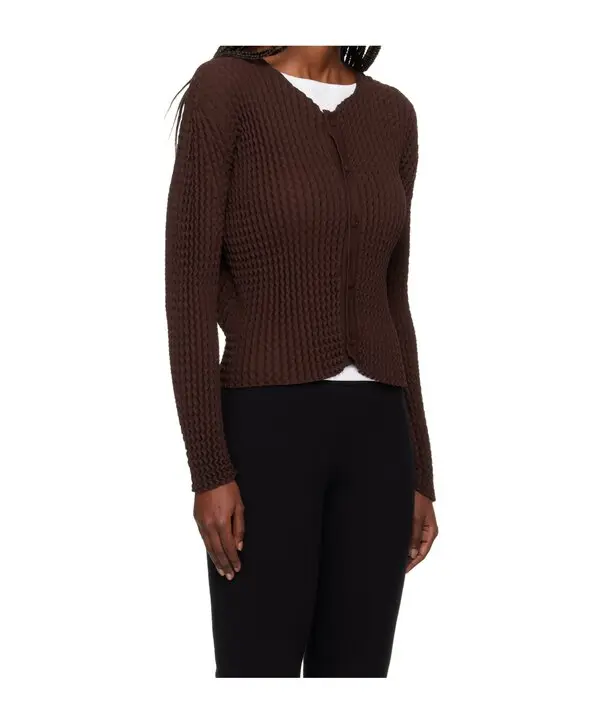 Issey Miyake Long-sleeved Button-down Knitwear - Black