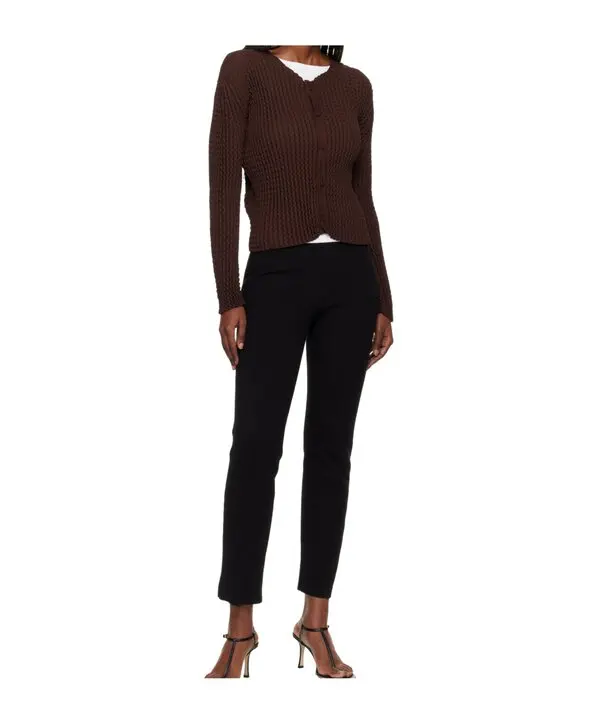 Issey Miyake Long-sleeved Button-down Knitwear - Black