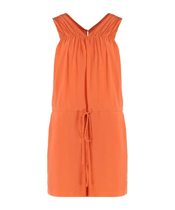 Equipment Pleated V-neck Jumpsuit - Amber Orange