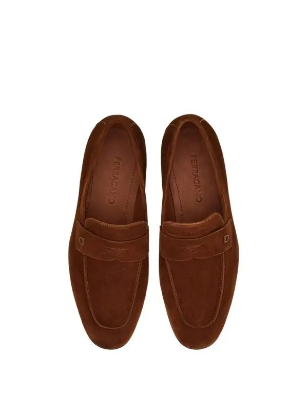 FERRAGAMO Suede Penny Loafers - Brown