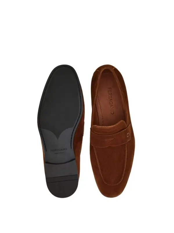 FERRAGAMO Suede Penny Loafers - Brown