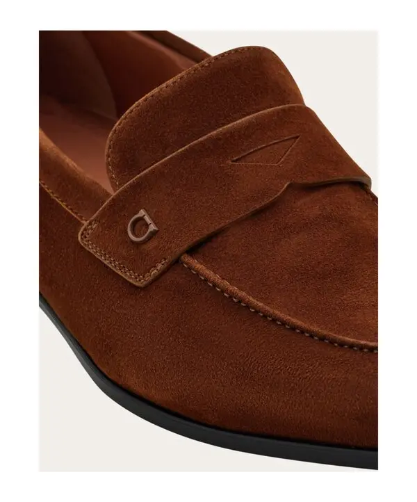 FERRAGAMO Suede Penny Loafers - Brown