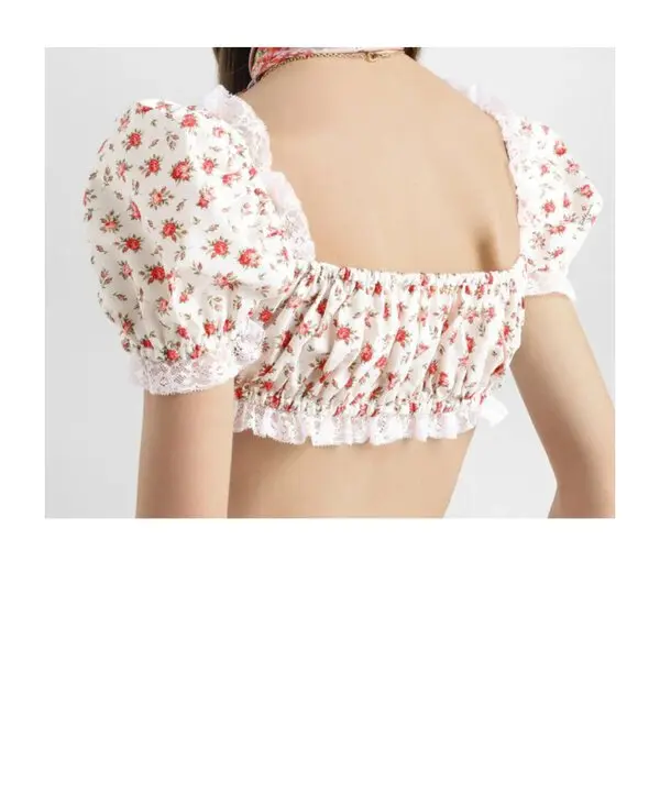 Dolce & Gabbana Small Rose-printed Poplin Top - Multi-color