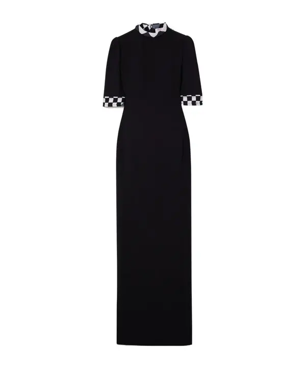 Emilio Pucci Short-sleeved Gown With Checked Trim